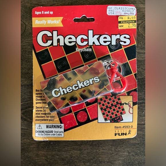 Games | Vintage Checkers Miniature Game Keychain Basic Fun | Poshmark